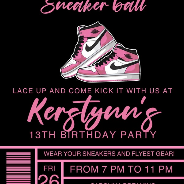 Sneaker Bash Birthday Party Printable Invitation, Printable Birthday ...