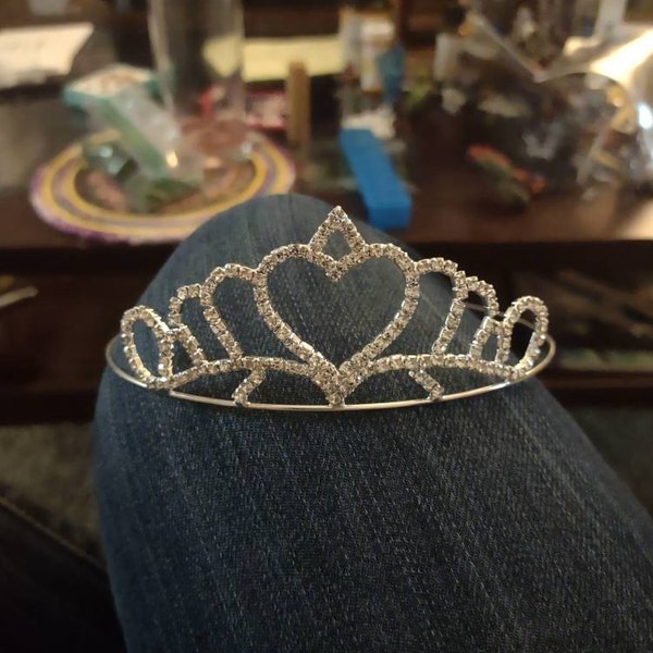 Sparkly Silver Heart Tiara: Flower Girl Princess Crown - Etsy