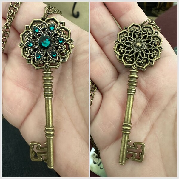 Emerald Swarovski Mayfair Witches Inspired Crystal Key Necklace: Gothic ...
