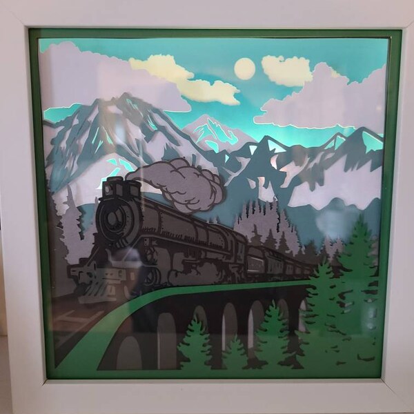 3d Old Train Silhouette, Shadow Box Templates, Paper Cut, Files for ...