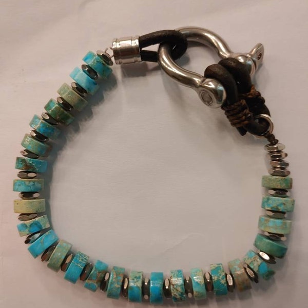 Surfer Mens Choker Necklace Coconut Shell and Turquoise Boho Choker for ...