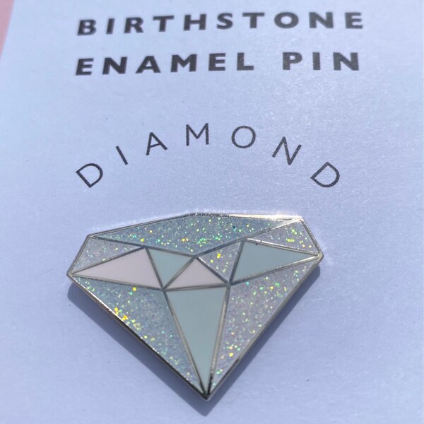 Diamond Birthstone Pin - April Birthday - Gemstone Pin - Hard Enamel ...