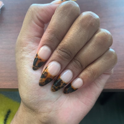 Tortoise Shell Nails French Tip Nails Press on Nails - Etsy