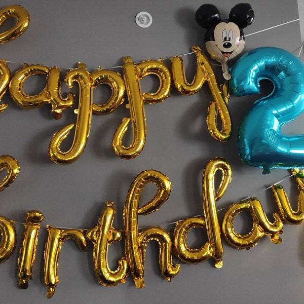 Script Happy Birthday Banner Balloons - Etsy