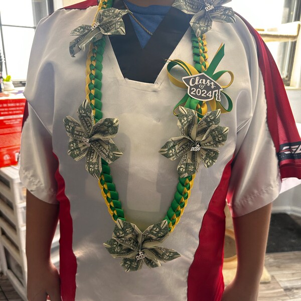 Graduation Lei With Name | Ribbon Lei | Double Braided | Hawaiian Style ...