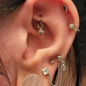 NEW 14K Solid Gold Vertical Helix Chain Piercing Unique Gold Barbell ...