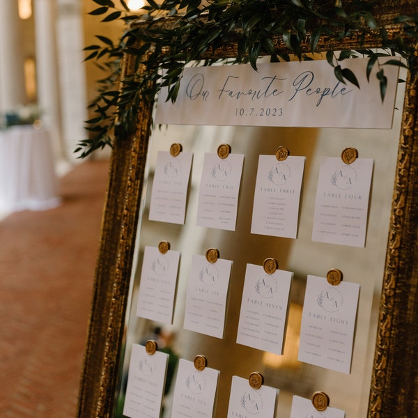 Printed Wedding Table Cards for Seating Chart Wedding Mirror Seating ...