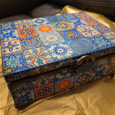 William Morris Strawberry Thief Inspired Wooden Tea Box , 6 Compartment ...