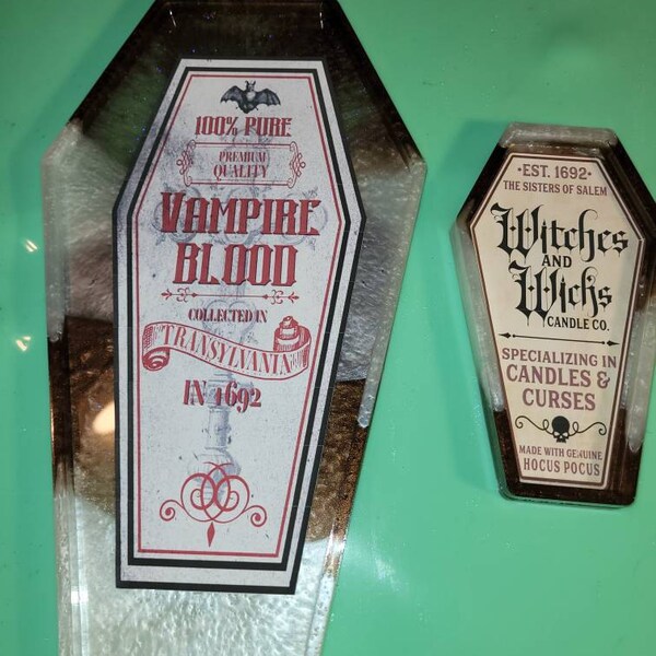 Coffin Shaped Vampire Blood Labels for Sublimation, Waterslide High Res ...