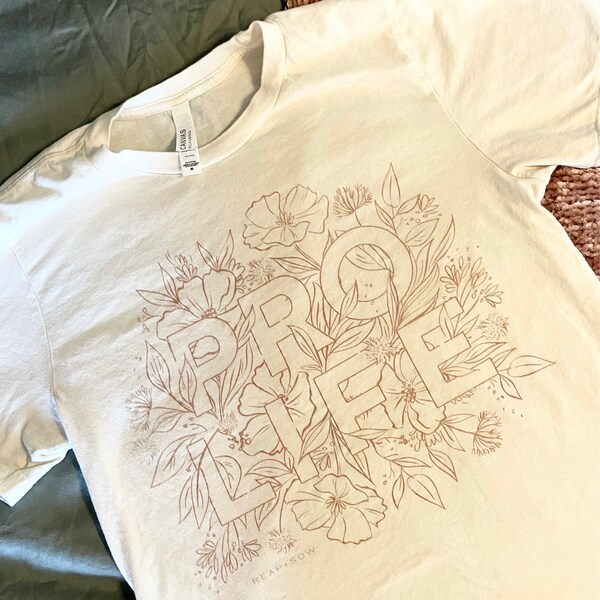 Pro Life - off White Tee Illustrated Flowers Catholic Tshirt, Christian ...