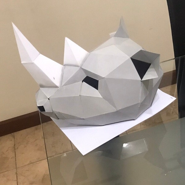 Rhino Mask | DIY Paper Mask, Printable Template, Papercraft, 3D Mask ...