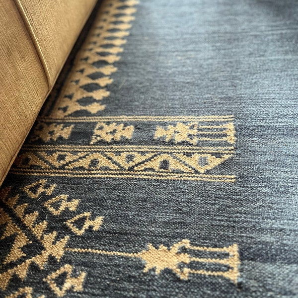 Blue Brown Gold Bohemian Boho Moroccan Rug Hand Woven Bohemian Decor ...