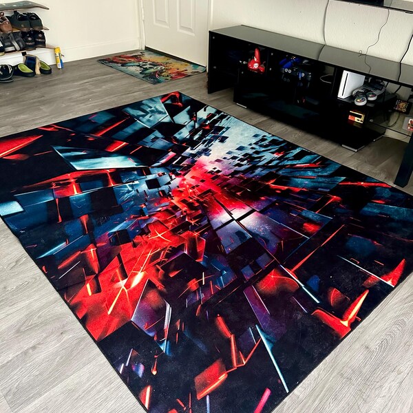 Retro Arcade Area Rug: 80s 90s Trippy Accent Rug - Etsy