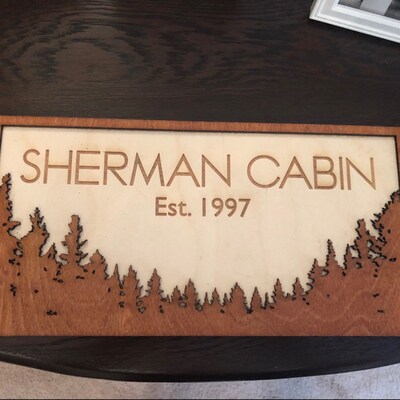 Customized Cabin Name Sign Wooden Art Layered Trees - Etsy