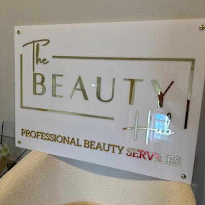 Custom Laser Cut Mirror Acrylic Logo Sign on Acrylic With Stand Offs - Etsy