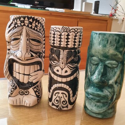Handpainted Tiki Mug Drinkware Tiki Style Mug Ceramic Tiki Cups Tiki ...