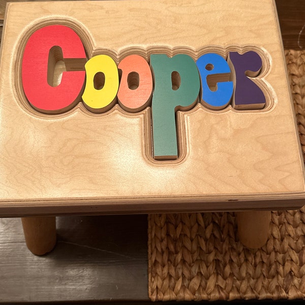 Personalized Name Stool - Puzzle Step Stool With Sports Theme Design ...