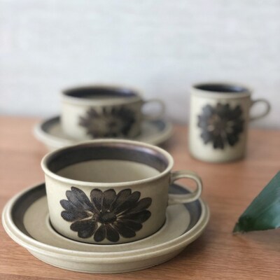 Vintage, Gustavsberg prunus Nine 9 Saucers 12 Cm/5/designed by Stig ...