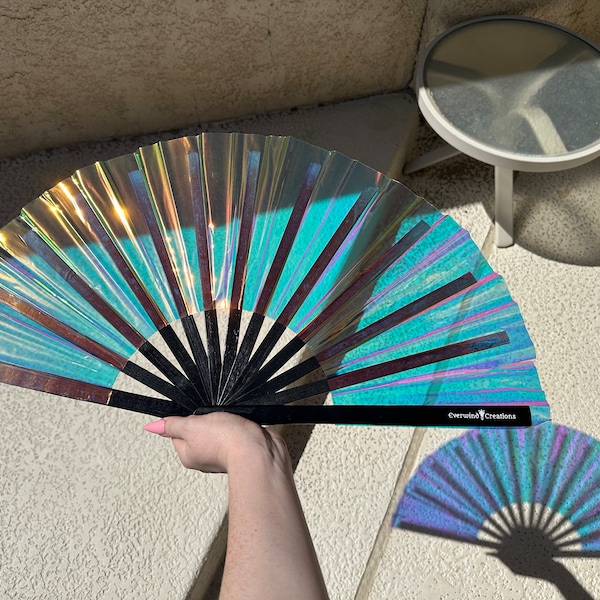 Iridescent Hand Fan | Rave Fan | Festival Accessories | Renaissance ...