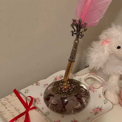 Cherry Blossom KITSUNE Fox Totem Artisan Crafted Feather Quill - Etsy