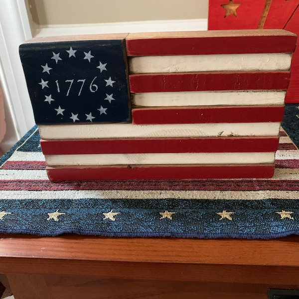 Rustic Wood American Flag Blocks - Etsy
