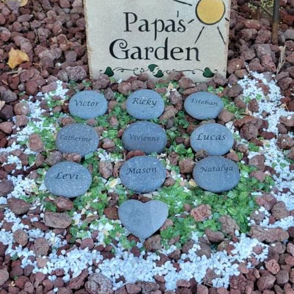 Name Stones in Gray With Black, Great Family Gifts. Custom Engraved ...