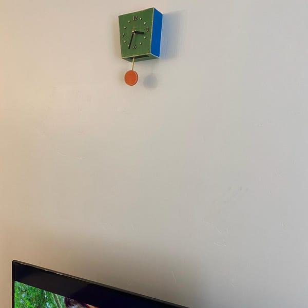 Wall Clock Pendulum Multicolor, Wall Hanging Clock Green Orange Blue ...