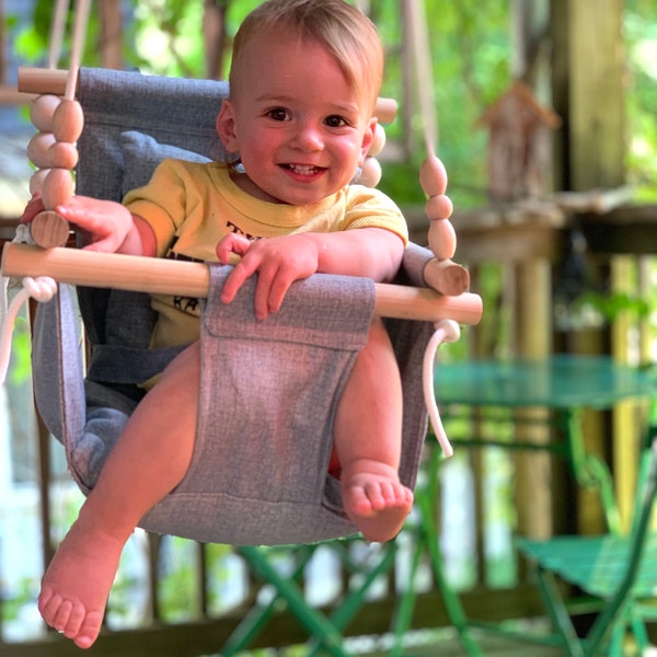 Made in USA, OUTDOOR Gray Baby Swing, High Back Baby Swing, Baby Gift ...