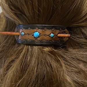 Leather Ponytail Holder With Stickunique Clipped Corner Ponytail Holder ...