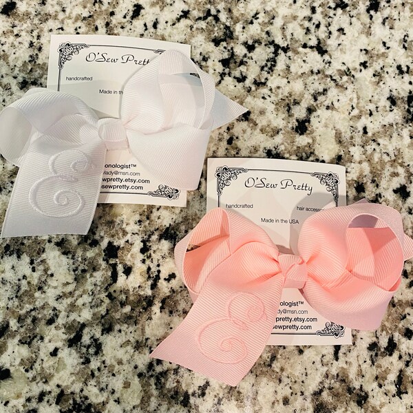 Personalized Hair Bows, Embossed Initialed Hair Bow, Monogrammed Hair ...