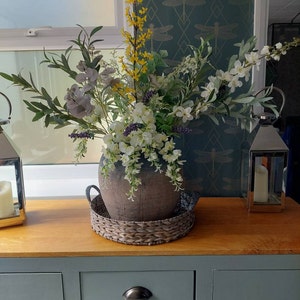 Rustic Clay Vase With Stripe Detail Natural Earthy Brown Painted Wood ...