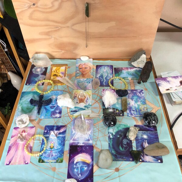 Navy and Iridescent and Y Altar Cloth & Crystal Grid galactic Merkaba ...