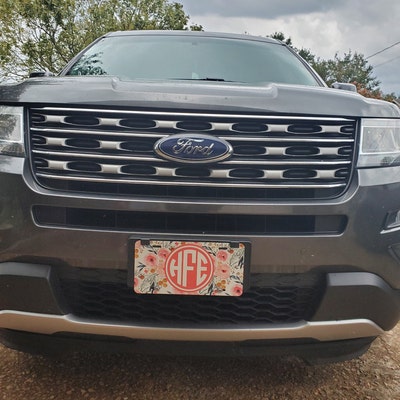 Pink Flower Monogram License Plate Personalized Car Tag Monogram ...