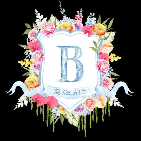 Custom Wedding Monogram Logo, Wedding Monogram, Watercolor Monogram ...