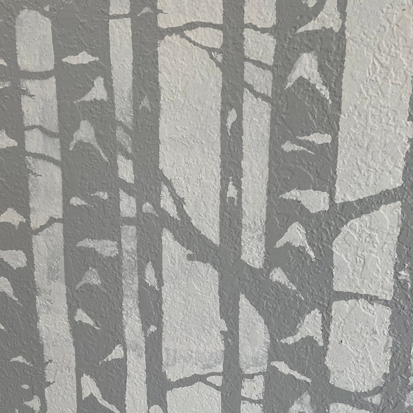 Birch Forest Wall Stencil - LARGE WALL STENCIL Instead of Wallpaper ...