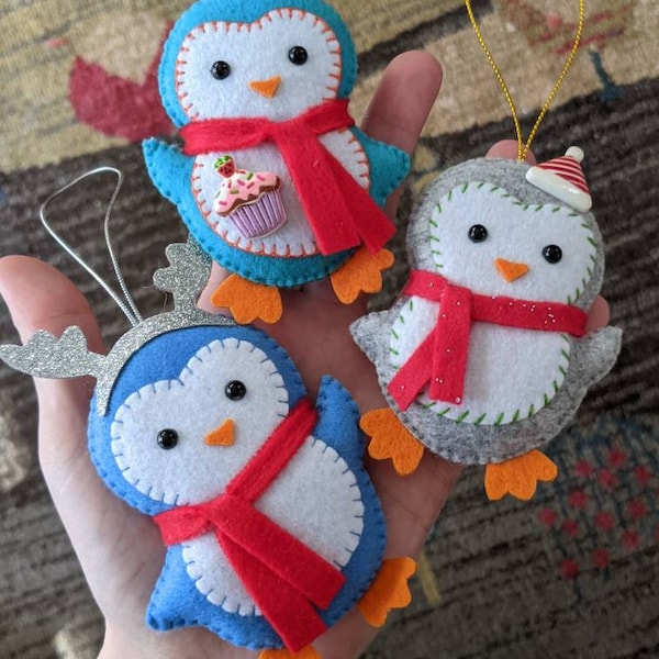Felt Penguin Ornament, Christmas Ornament, Handmade Felt Ornaments ...