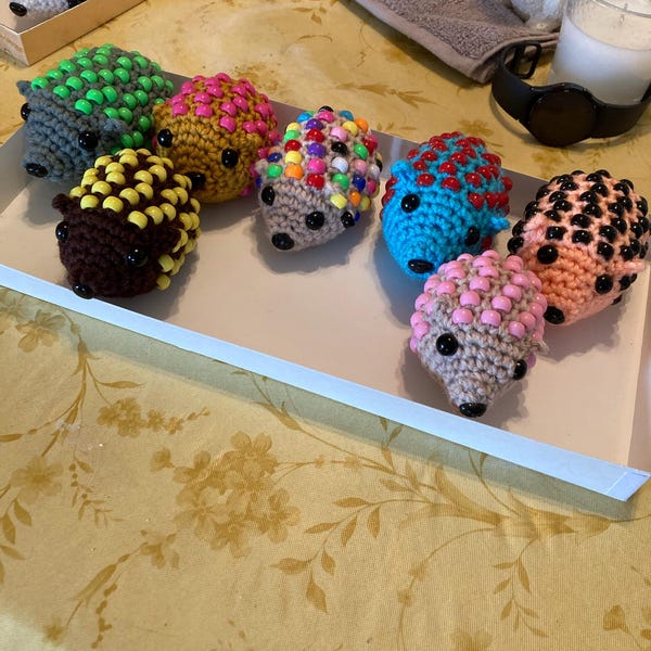 Beaded Fidget Hedgehog Crochet Pattern | Crochet Fidget Toy | Fidget ...