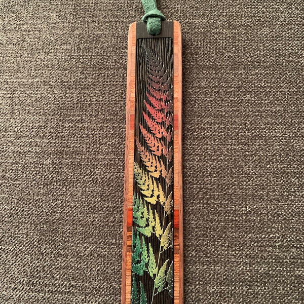 Sword Fern Wooden Bookmark Handmade Engraved With Added Color - Made in ...
