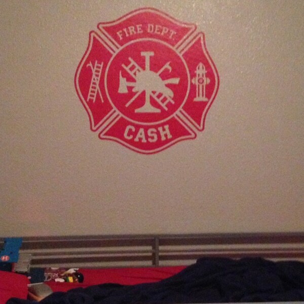 Firefighter Fire Department Emblem Personalized Custom Name Vinyl Decal ...