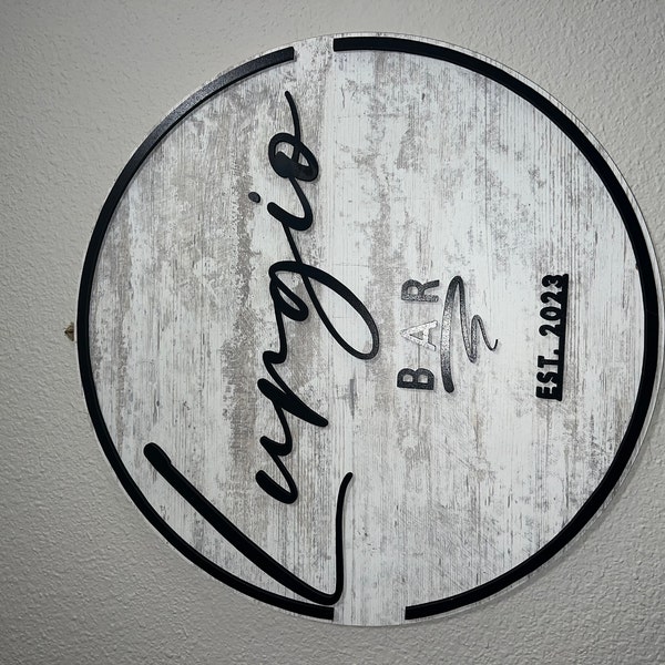 Personalized 3D Embossed Wooden Bar Sign, Round Wooden Sign, Custom ...