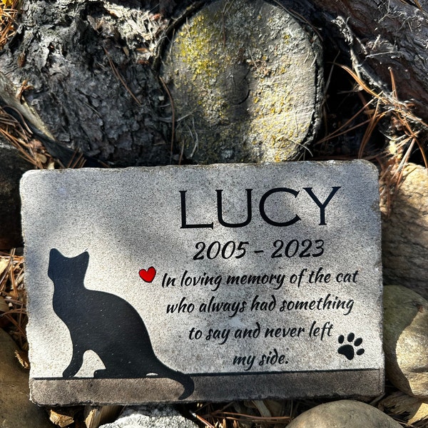 PERSONALIZED CAT Memorial Stone. 6x9 Burial Marker. Tumbled (concrete ...