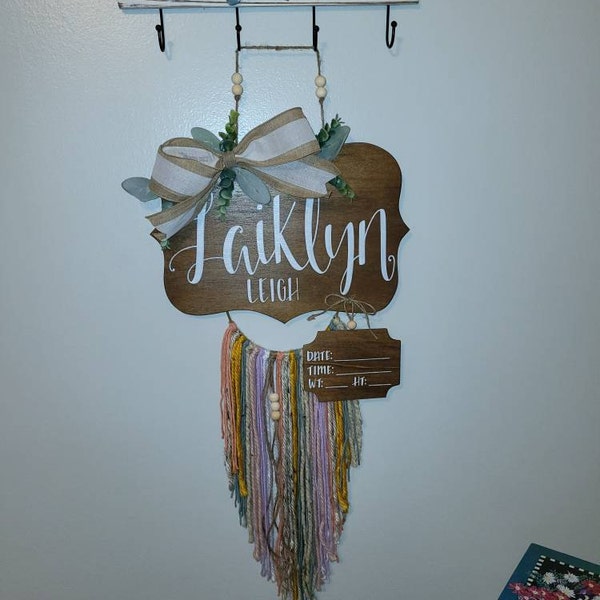 Boho Baby Dreamcatcher Hospital Door Hanger Baby Stats Dreamcatcher ...