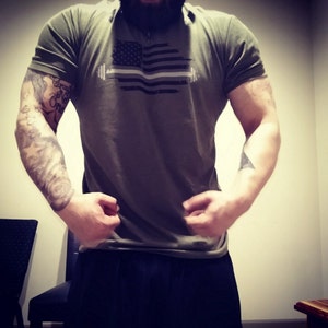 Reps & Rivals Signature American Flag and Barbell Racerback Crossfit ...