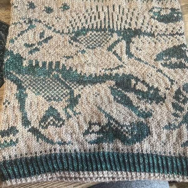 Fossil Frenzy Cowl Pattern, Dinosaur Cowl, Knitting Pattern, Digital ...