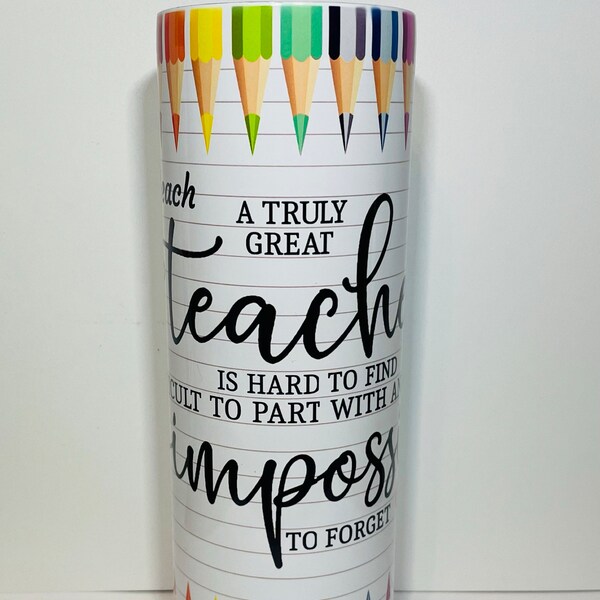 20 Oz Skinny Tumbler Rainbow Pencils Teacher Tumbler Crayons Teacher ...