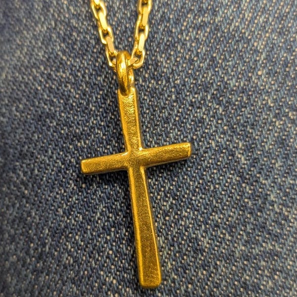 24K Solid Gold Cross Pendant. Pure Gold Thick Cross Necklace. Gold 9999 ...