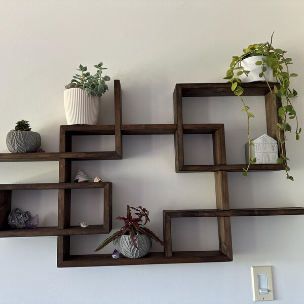 Solid Wood Display Shelf 45x 24. Square Rectangular Floating Wall Shelf ...