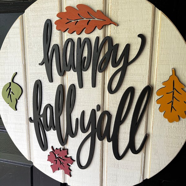 Front Door Decor, Happy Fall Y'all Door Sign, Fall Door Hanger, Autumn ...