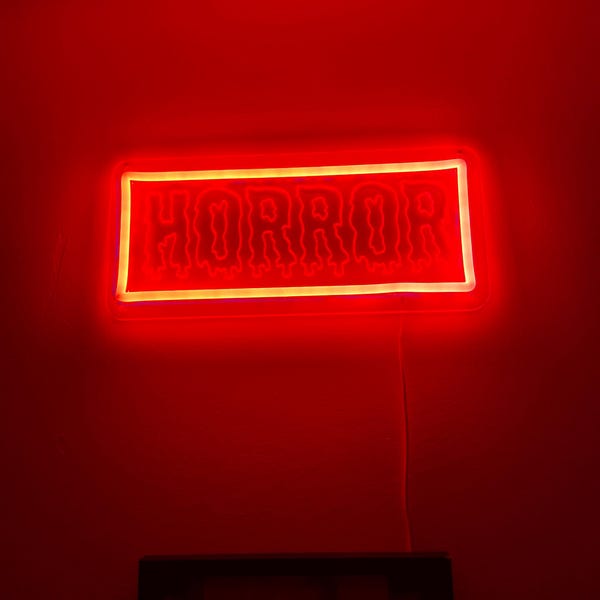 The Horror Den Neon Sign, Gothic Decor, Horror Movie Merch, Custom Dark ...