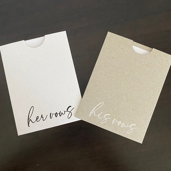 Cursive Vow Cards, Vow Renewal Cards, Vow Cards, His Vows, Her Vows ...